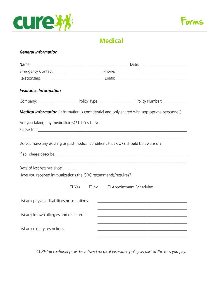 SAMPLE Medical Form - MissionExcellence